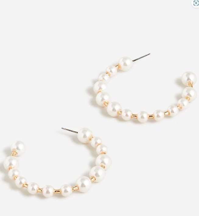 J Crew Pearl Hoop Earrings
